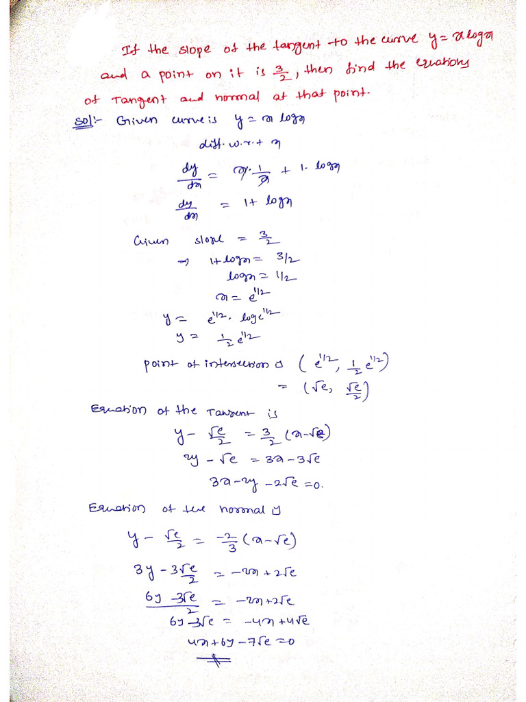 Tangent and Normals LAQ and Saqs (1) | PDF