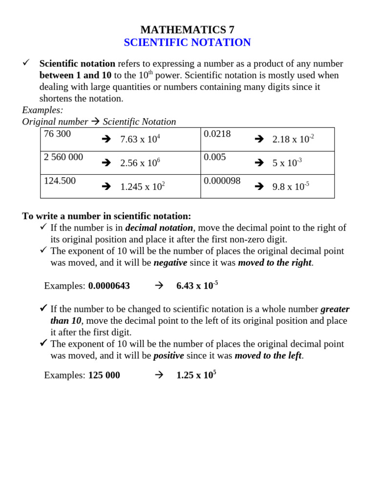 Scientific_Notation WORKSHEET | PDF