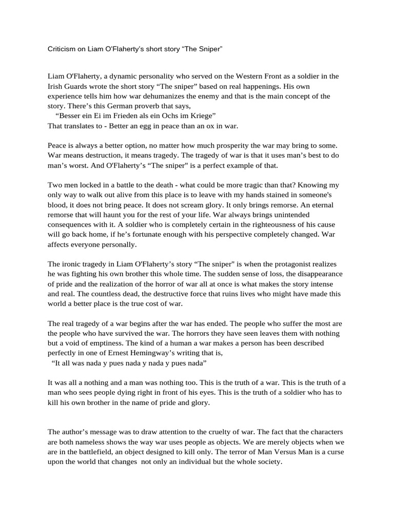 The Sniper - Liam O'Flaherty | PDF