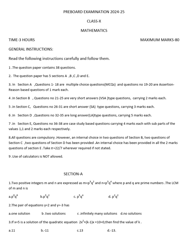 Preboard Examination 2024 | PDF | Quadratic Equation | Arithmetic