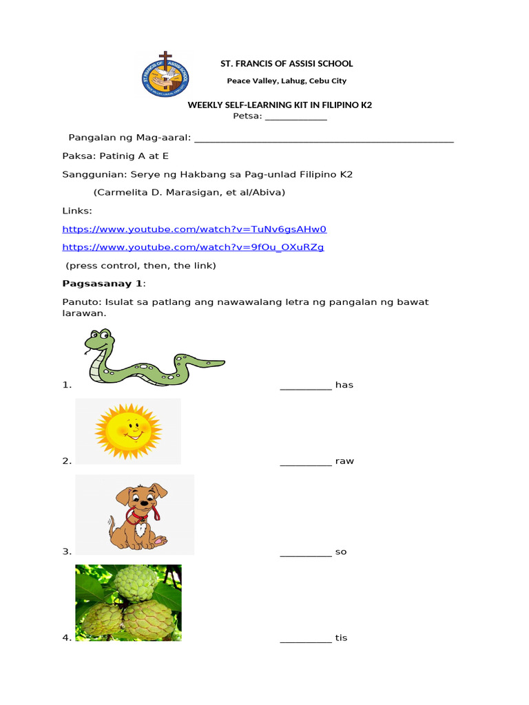 Week 1 Patinig A at E | PDF