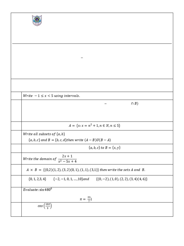 569890-Class XI - Practice QP - 041 - Prasad | PDF