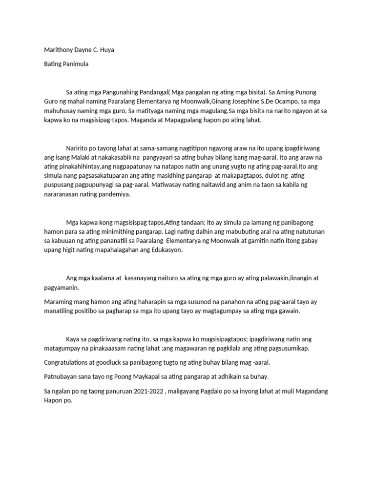 Bating Panimula | PDF