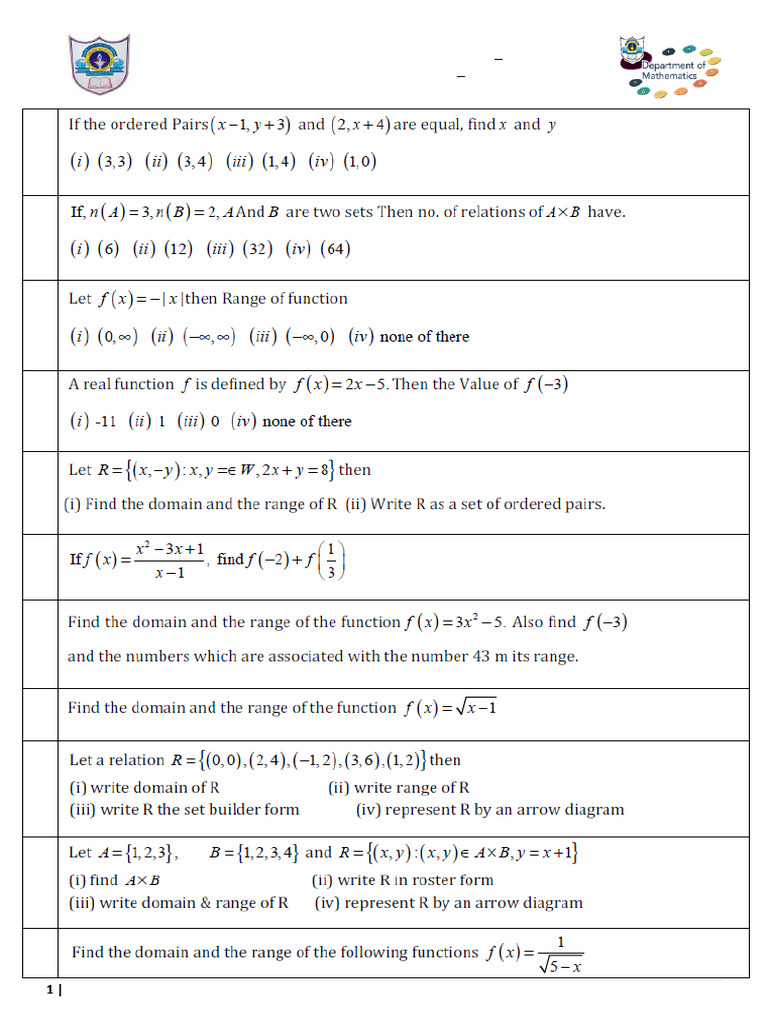 3658879-XI - WS - Relation & Function - JOJI | PDF