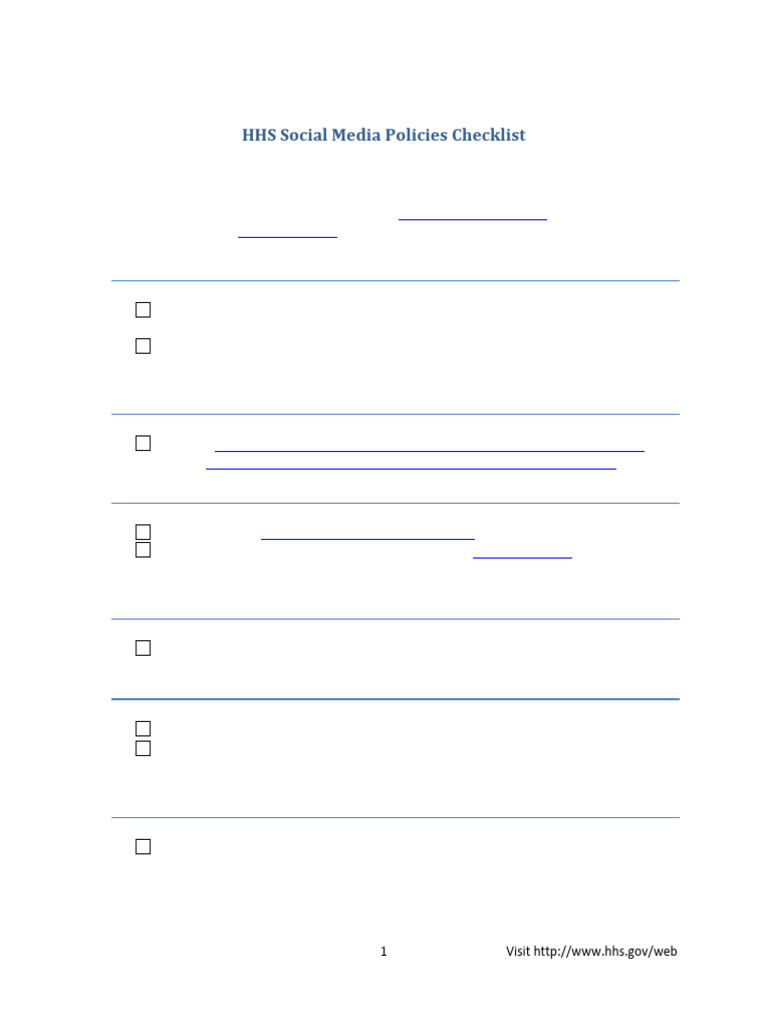 HHS Social Media Compliance Checklist | PDF