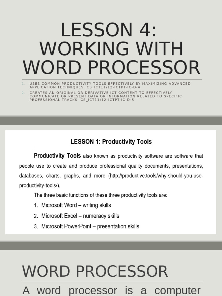 LESSON 4 Word Processor | PDF