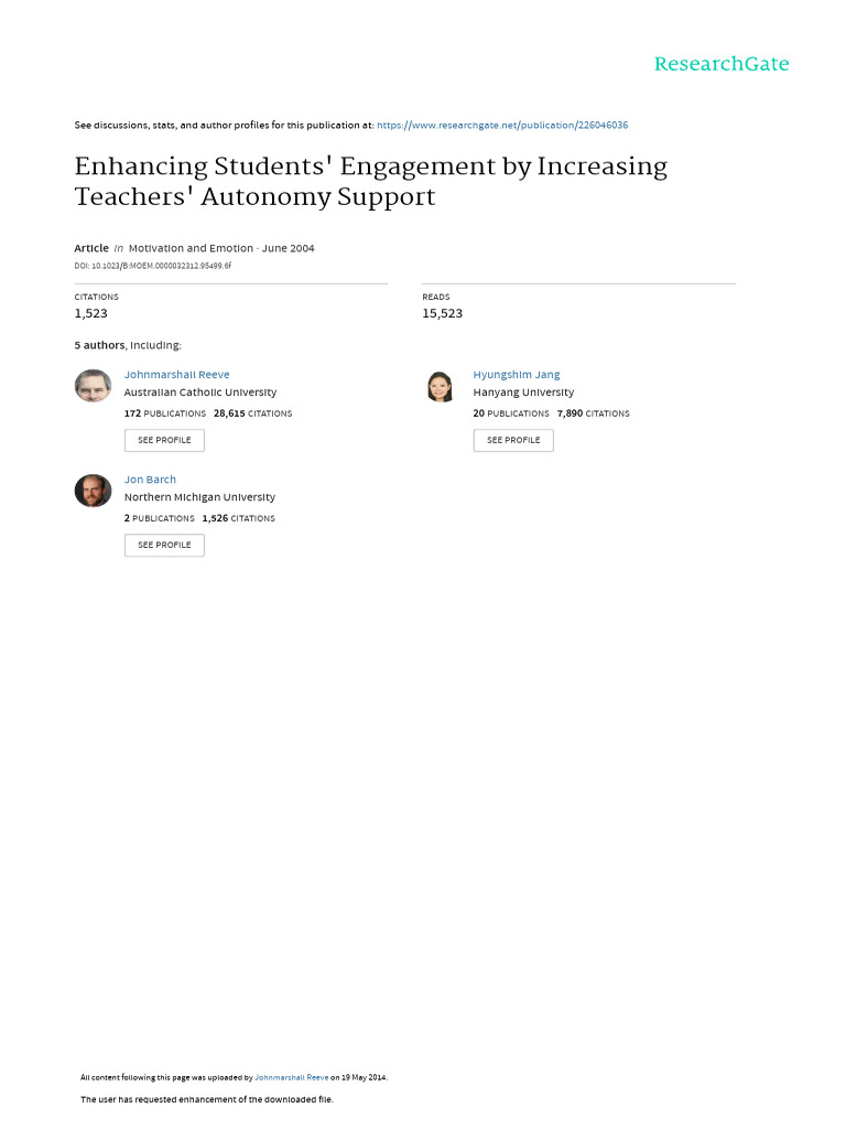Enhancing Students Engagement by Increasing Teach | PDF | Motivation ...
