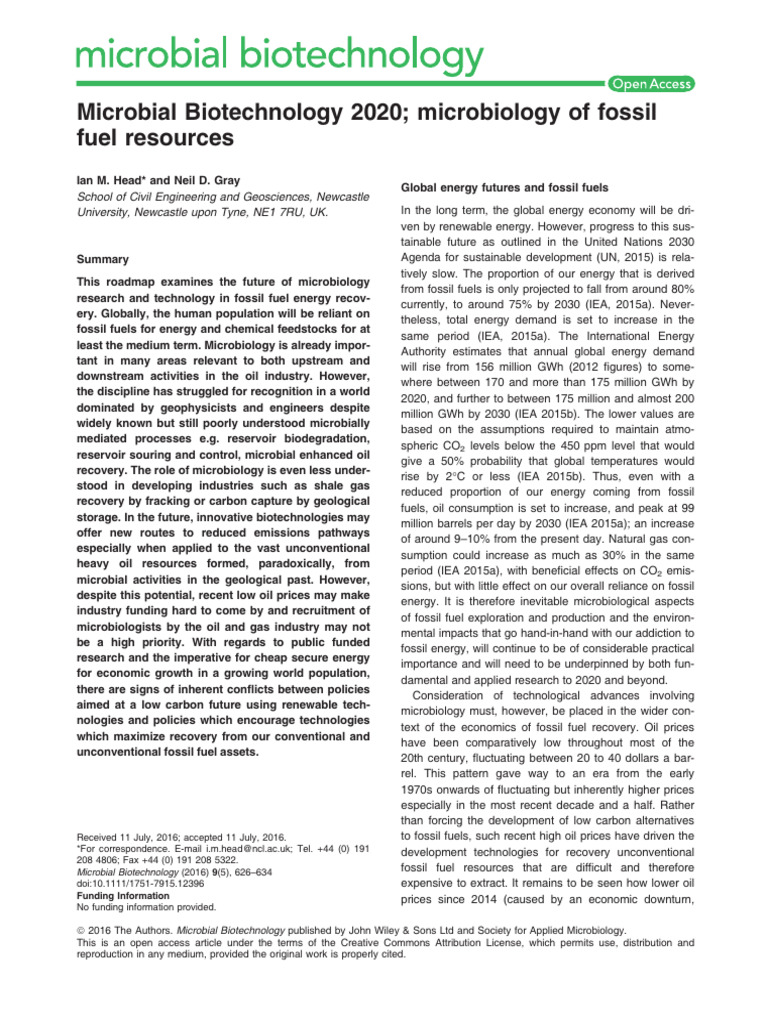 Microbiology in Fossil Fuel Recovery | PDF | Petroleum | Carbon Capture ...