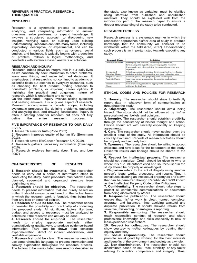 Practical Research 1 Reviewer Guide | PDF | Qualitative Research ...