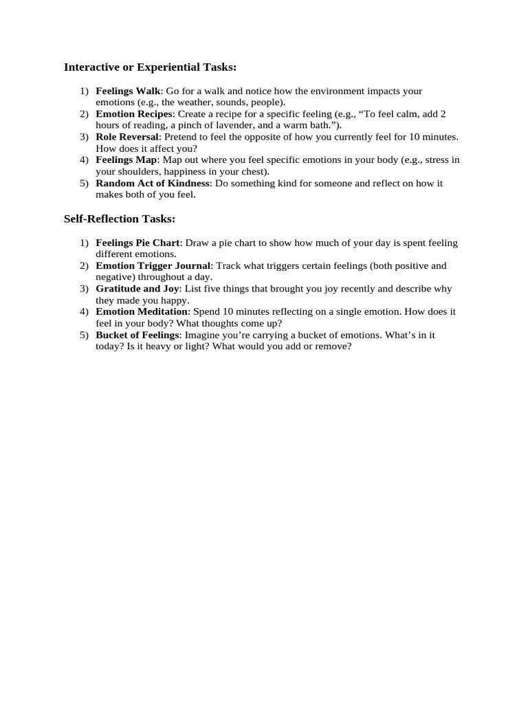 Feelings tasks | PDF