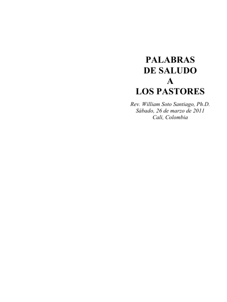 2011 03 26 RM Palabras de Saludo A Los Pastores en Cali. Booklet | PDF | Cristo (título) | Abrahán