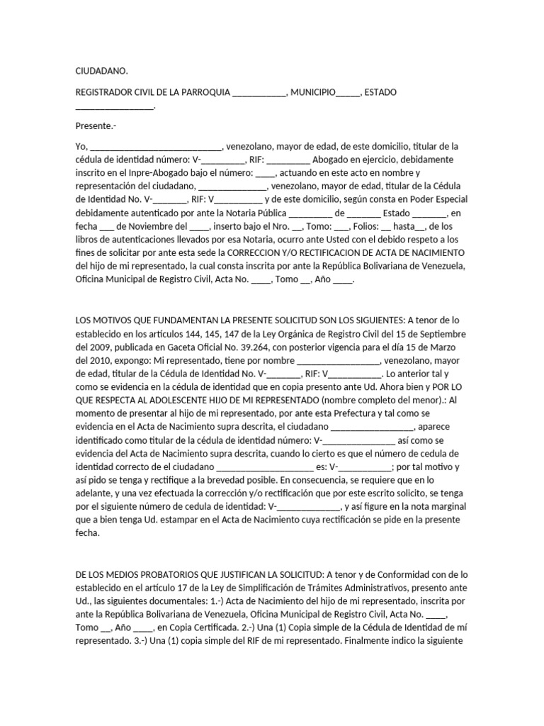 1.3.2ab Modelo-para-escrito-de-Solicitud-de-Rectificacion-de-partida-de ...