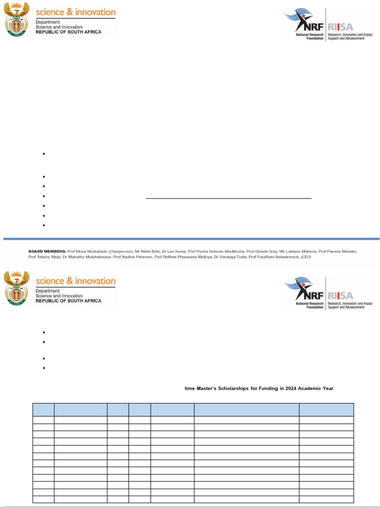 2024 DSI-NRF Masters Scholarships Announced | PDF | Postgraduate ...