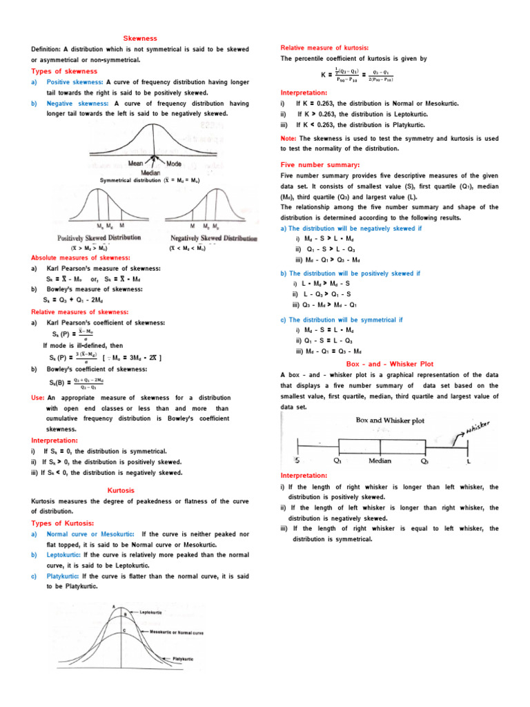Skewness and Kurtosis For BBA | PDF | Skewness | Descriptive Statistics