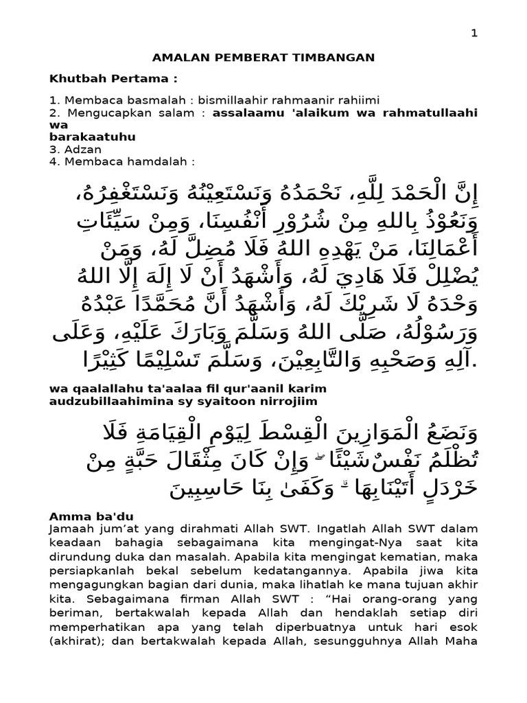 Amalan Pemberat Timbangan - Fix | PDF