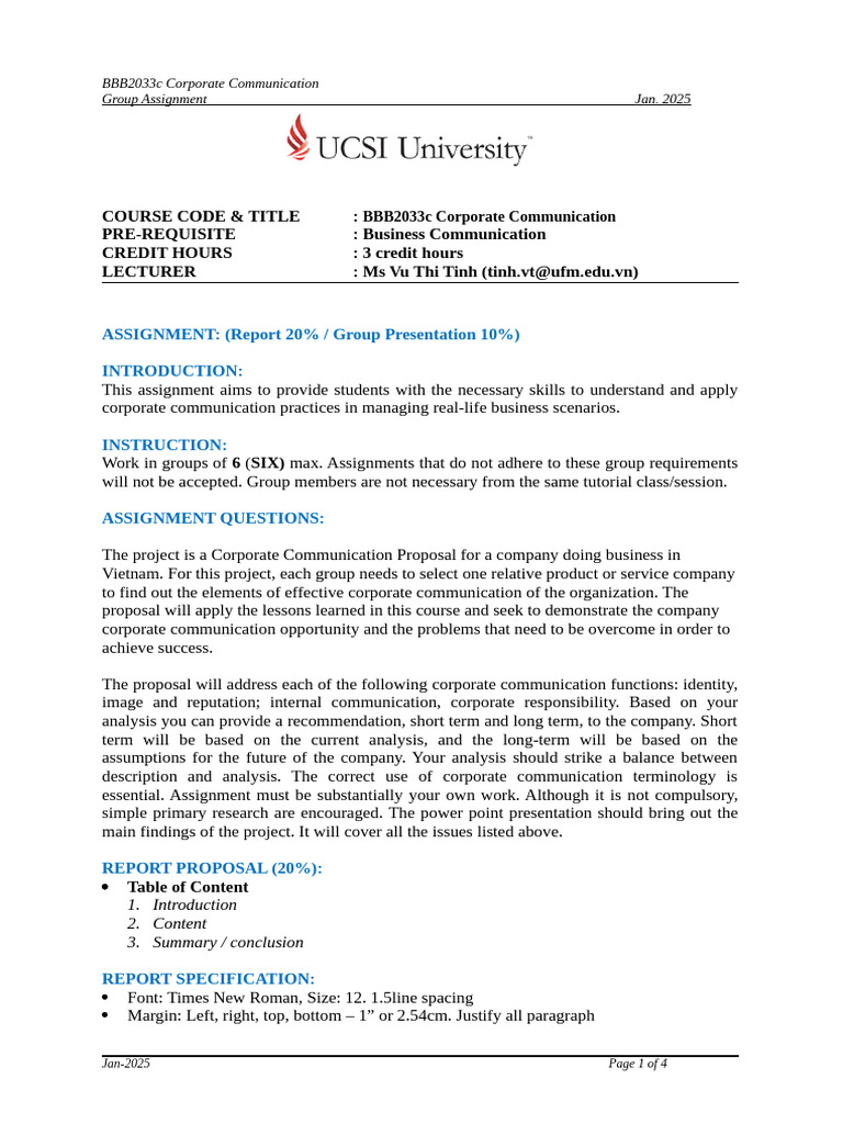 ASM - BBB2033c-Corporate Communication - Assignment 2025 | PDF | Communication | Human Communication