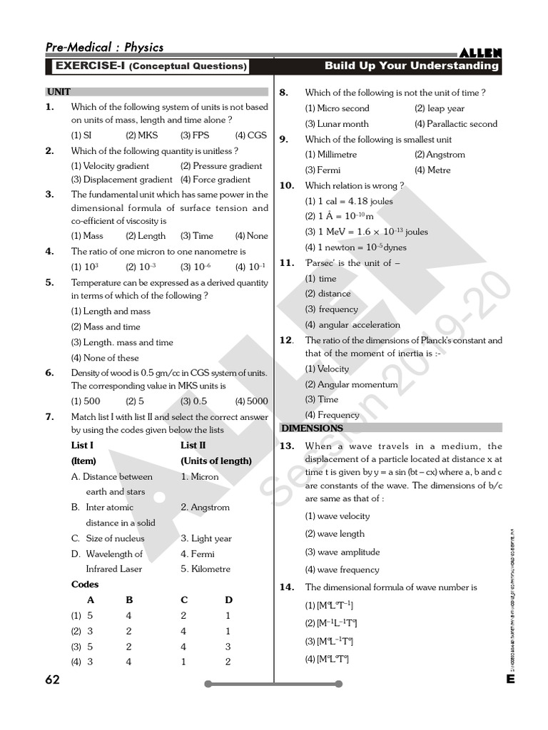 Units & Dimensions | PDF | Waves | Velocity