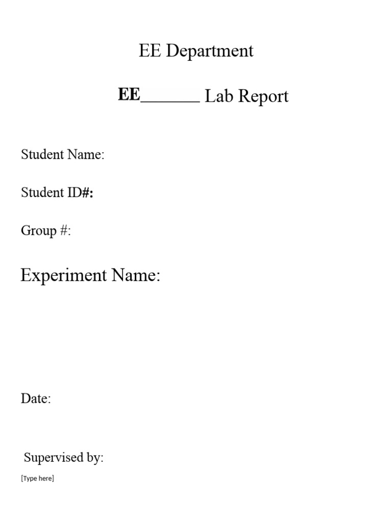 EE Department Lab Report: Student Name: Student ID Group # | PDF ...