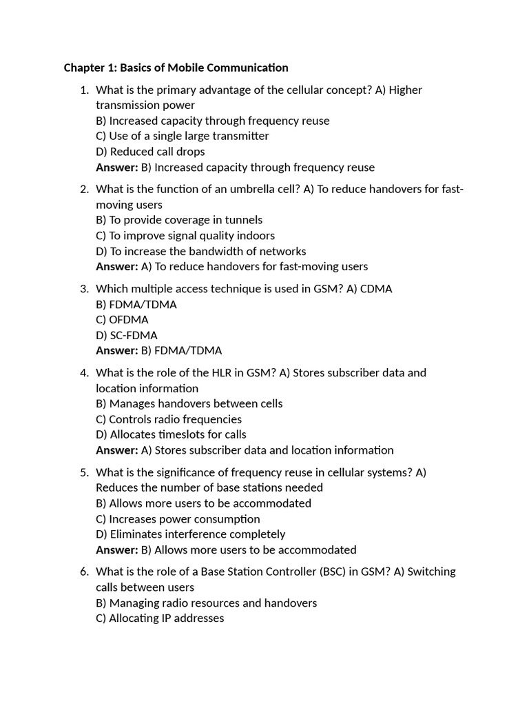CM E4E5 Questions | PDF | Cellular Network | Computer Network