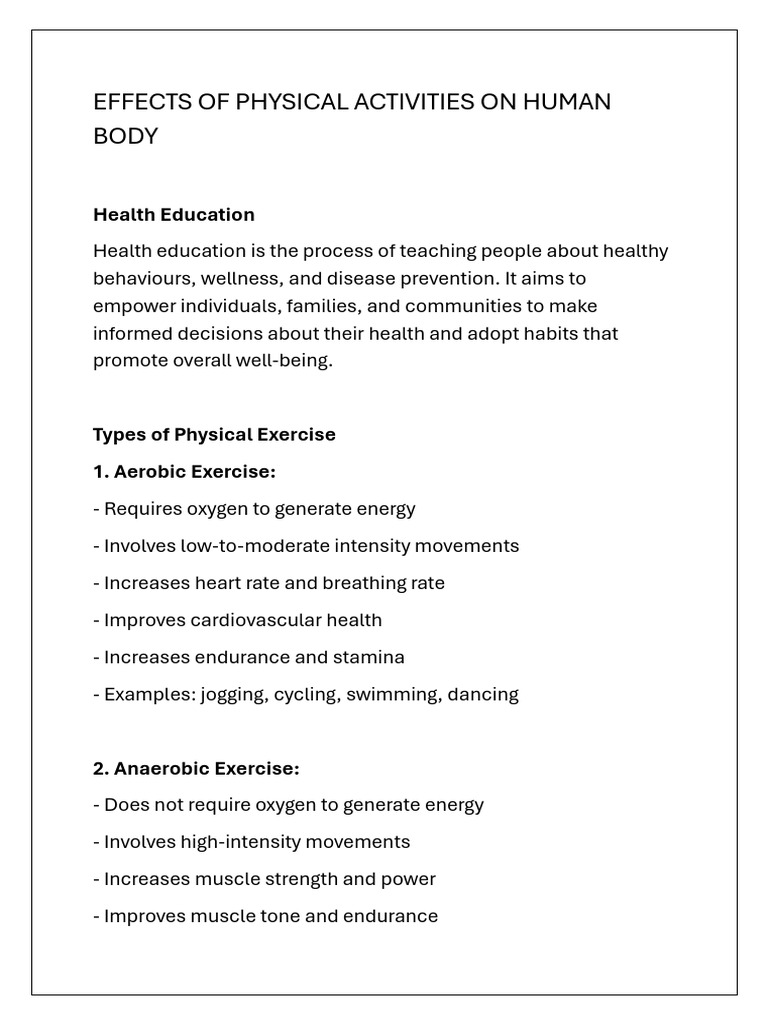 Impact of Exercise on Body Health | PDF | Breathing | Respiratory System