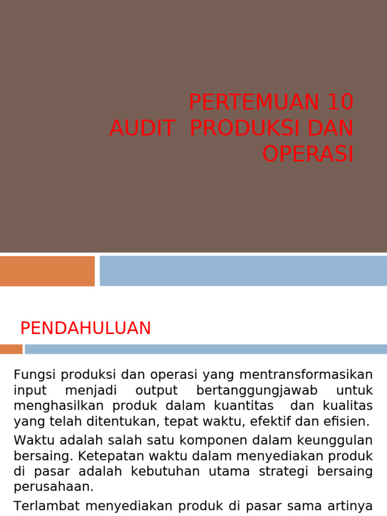 Audit Produksi dan Operasi Efektif | PDF