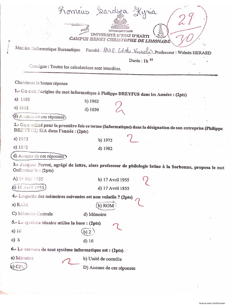 Exam Informatique | PDF