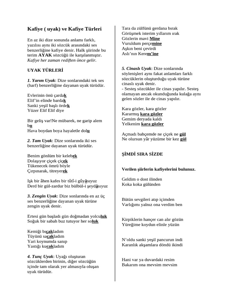 Kafiye Ve Türleri | PDF