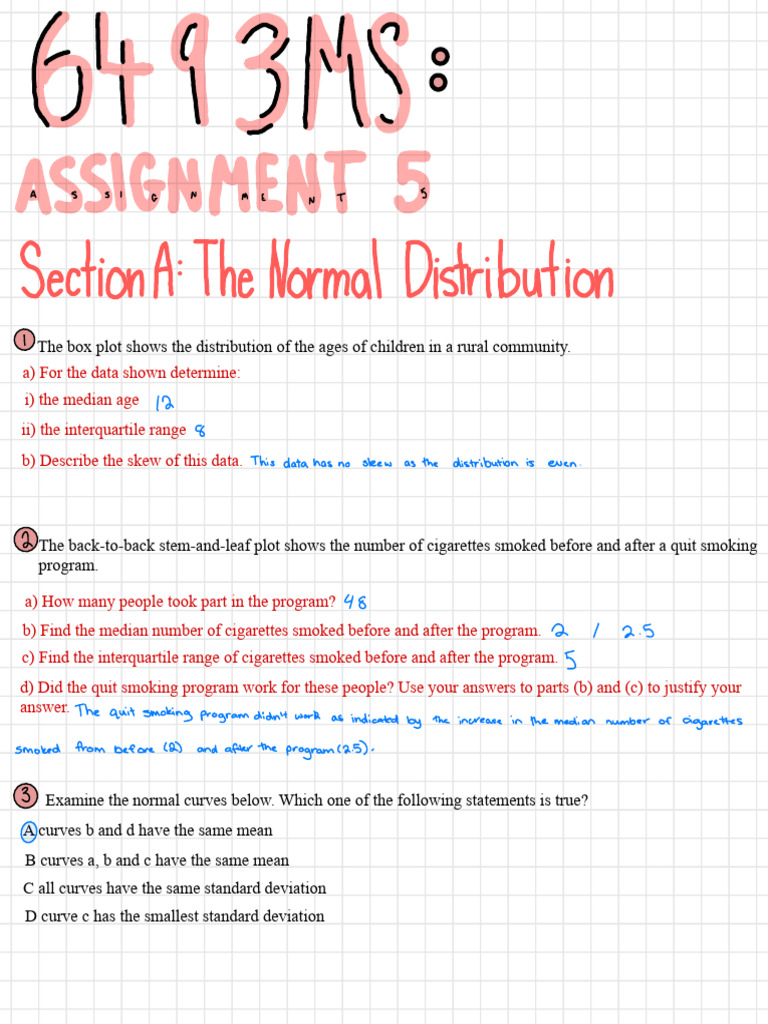 Mathematics Assignment 5 | PDF | Mean | Standard Score
