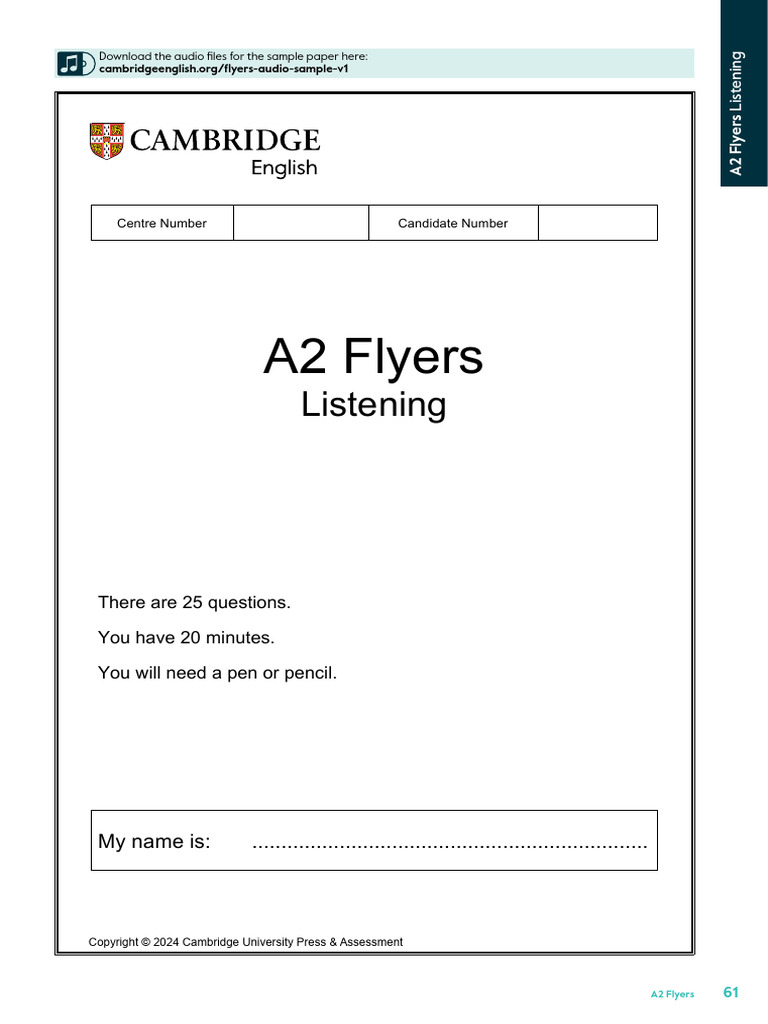 Cambridge English Young Learners Sample Papers Volume 1 | PDF