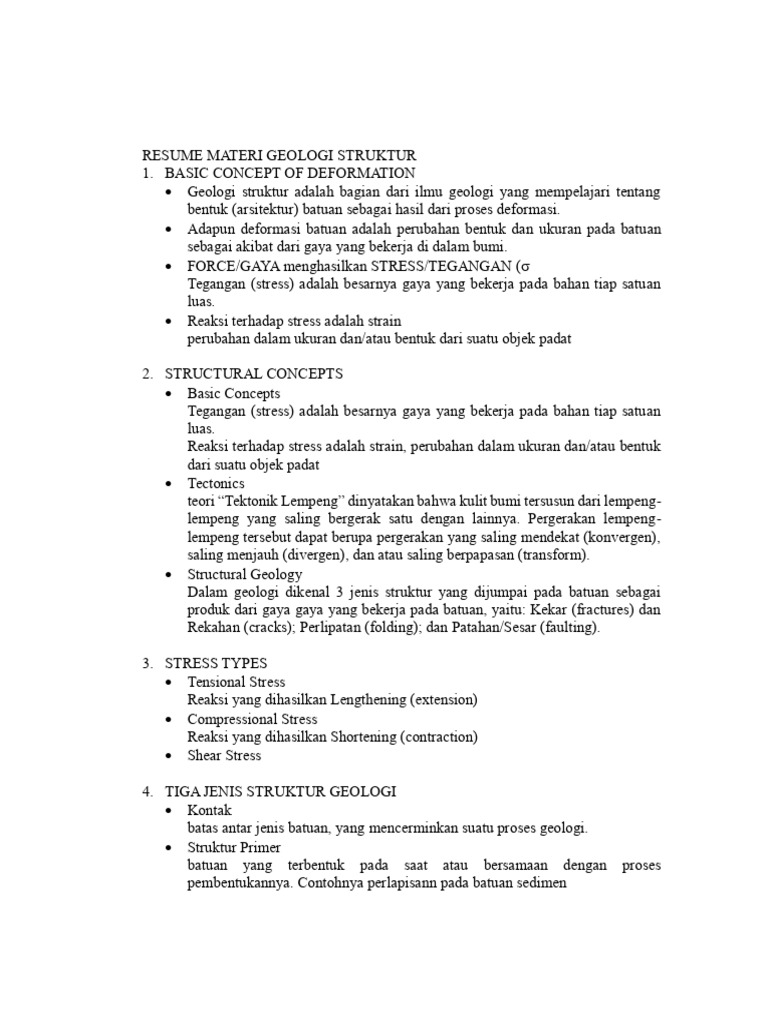 Resume Materi Geologi Struktur (Uts) | PDF