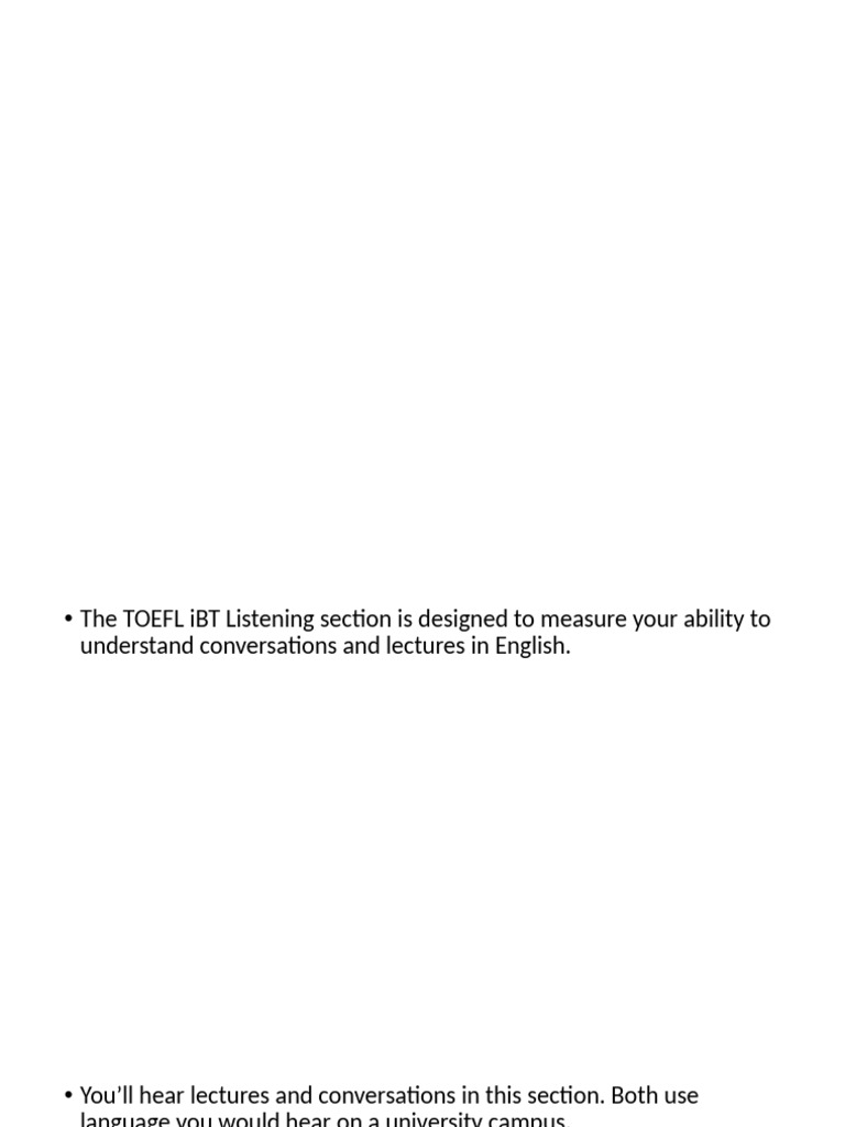 TOEFL iBT Listening Section Overview | PDF