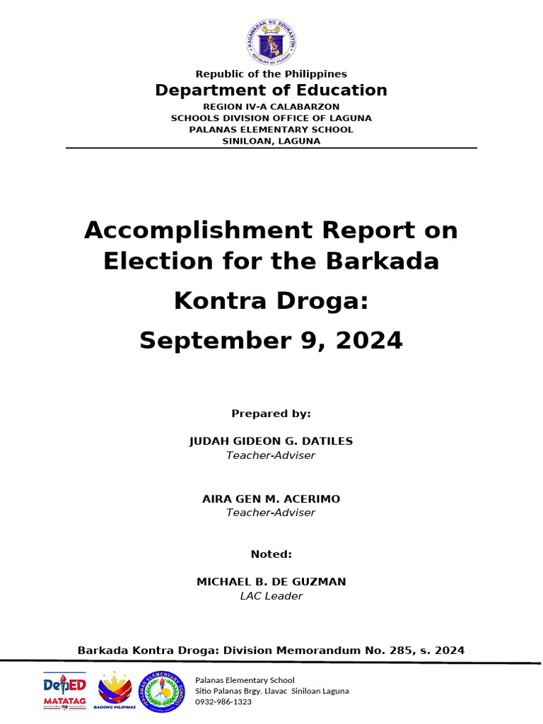 Palanas BKD Election Report | PDF | Democracy | Political Ideologies