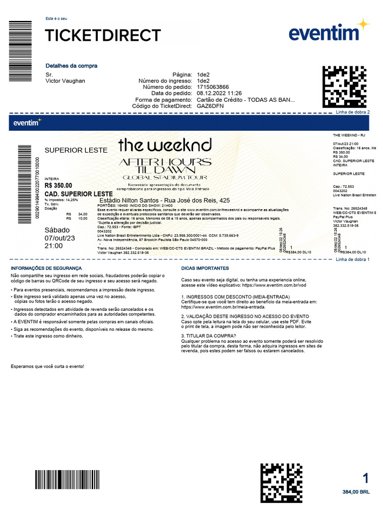Ingresso-1 The Weeknd Rio | PDF | Informática