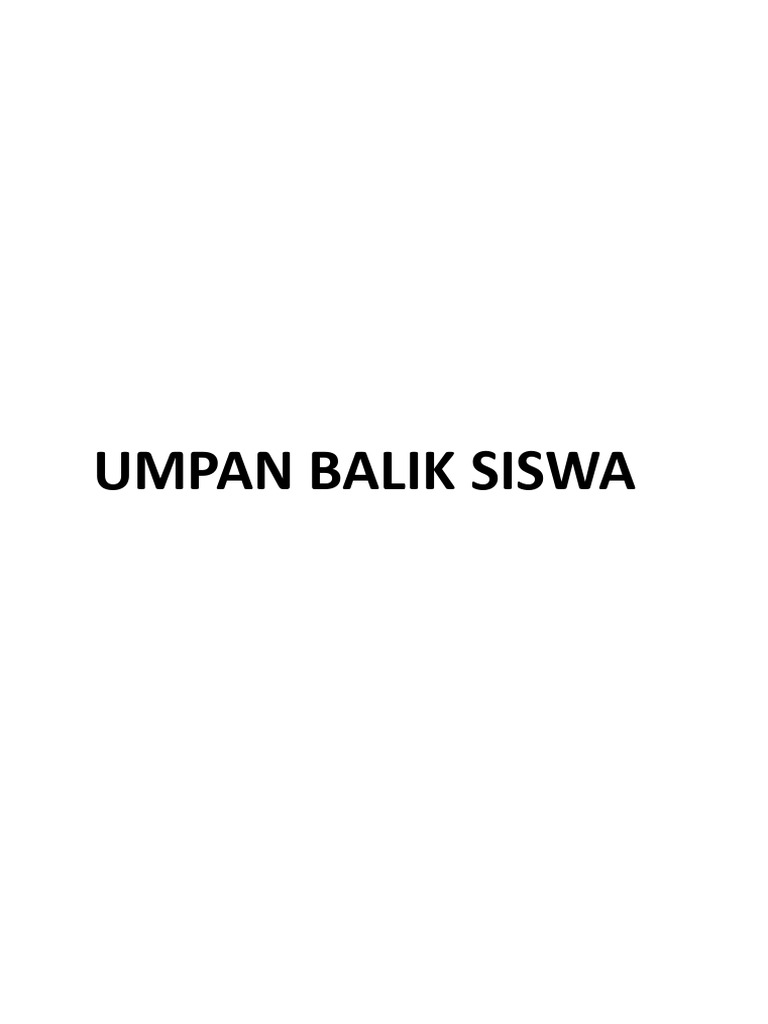 Umpan Balik Siswa | PDF