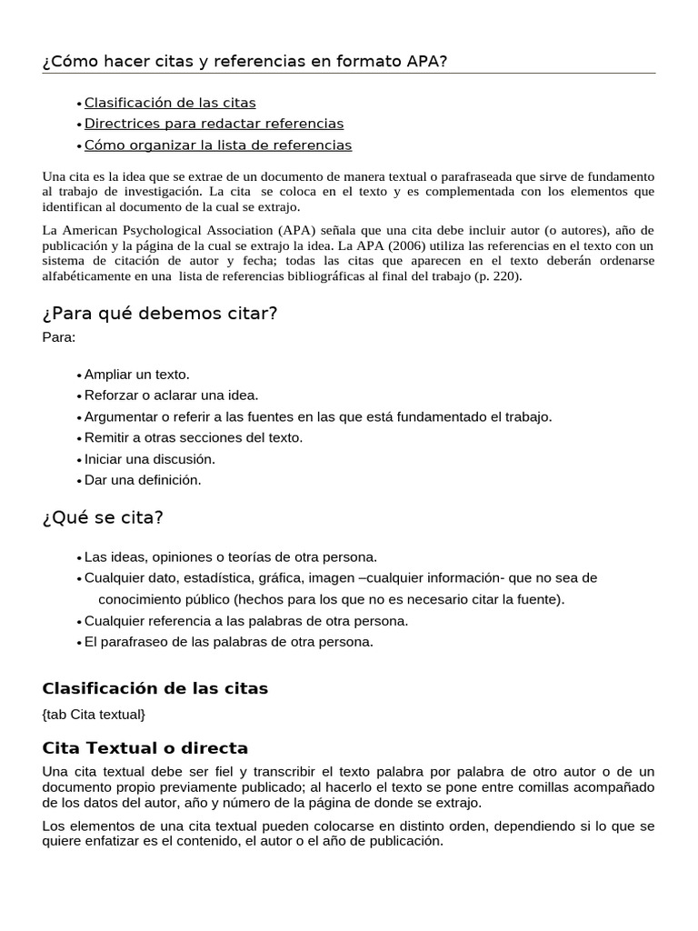 citas y referencias en formato APA (2) | PDF | Citación | Estilo apa