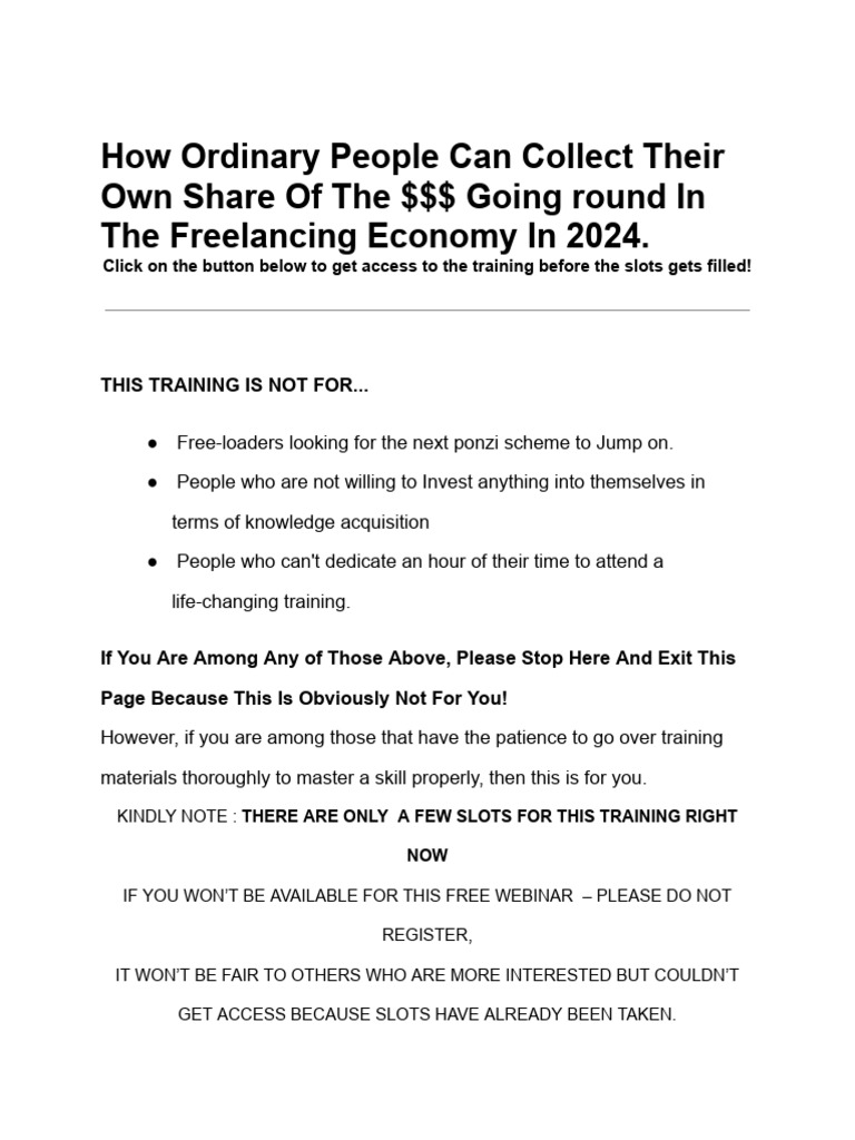 Landing page for Profitable Freelancing | PDF