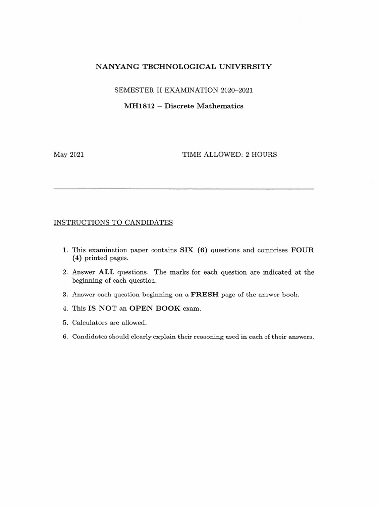 MH1812 2020-2021 Semester 2 | PDF