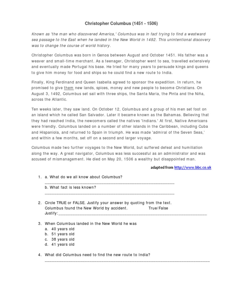 Christopher Columbus 2 | PDF | Christopher Columbus | Exploration
