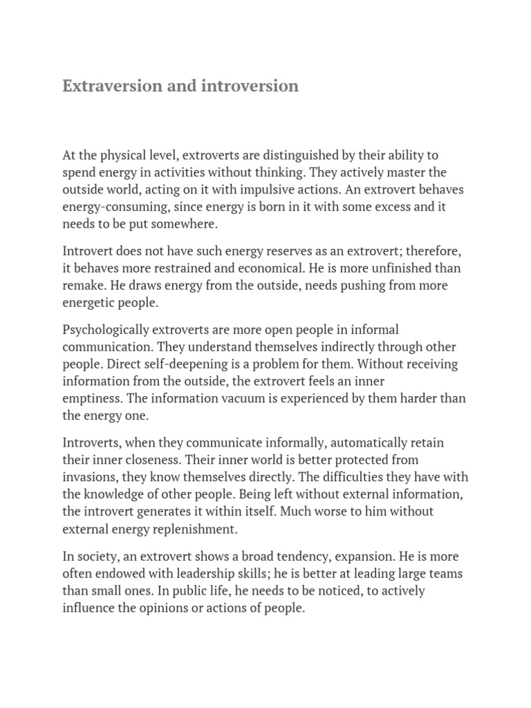 SHS Dichotomies | PDF | Extraversion And Introversion | Thought