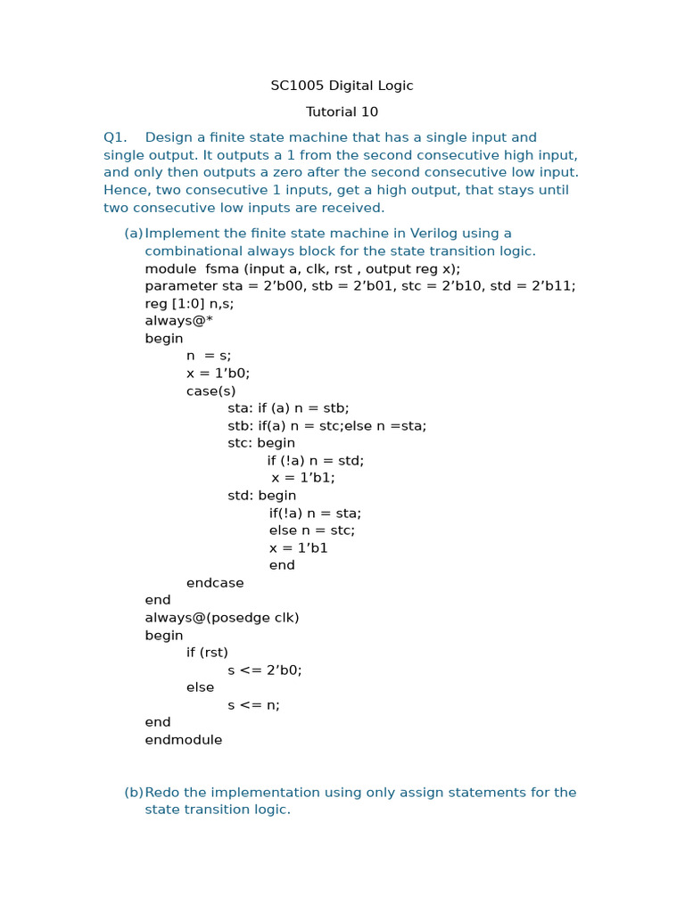 SC1005 Digital Logic t10 | PDF