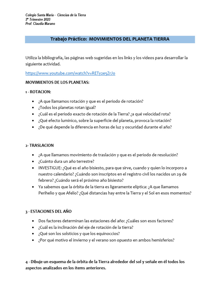 TP- Movimientos de la Tierra (1) | PDF | Tierra | Luna