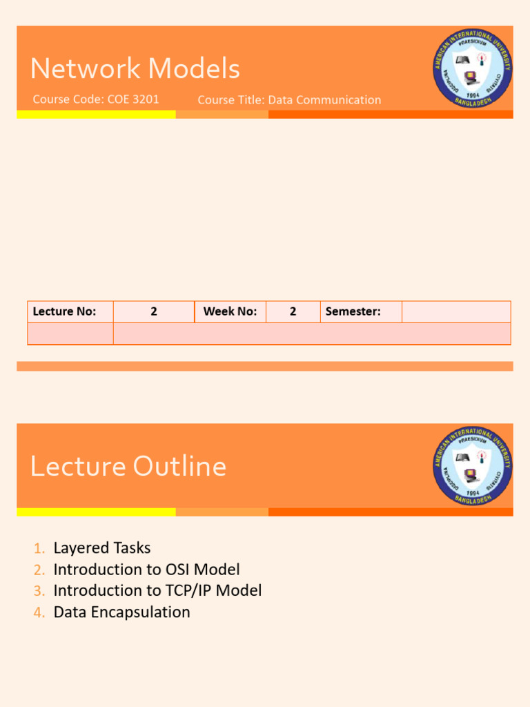 Data Communication Lecture 2 | PDF | Osi Model | Computer Network