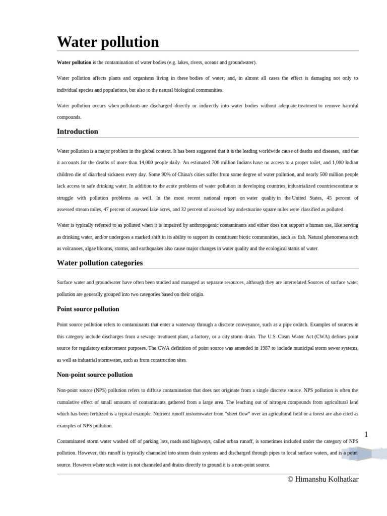 Water Pollution | PDF | Water Pollution | Sewage Treatment