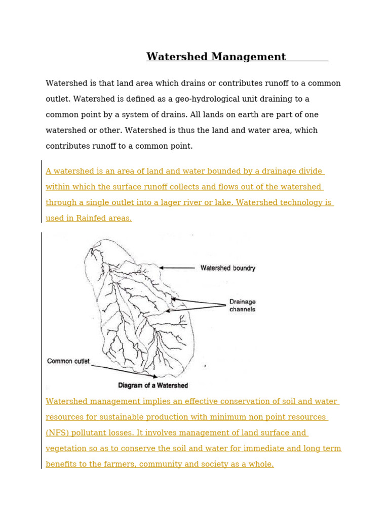Watershed Management | PDF | Drainage Basin | Surface Runoff
