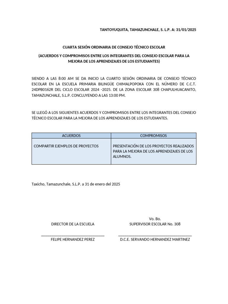 Cuarta Sesion Ordinaria | PDF
