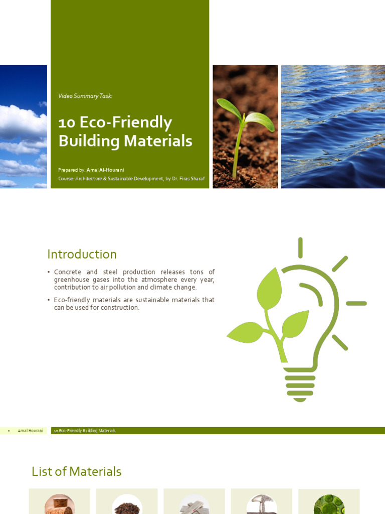 10 Sustainable Building Materials List | PDF | Building Materials | Coffee