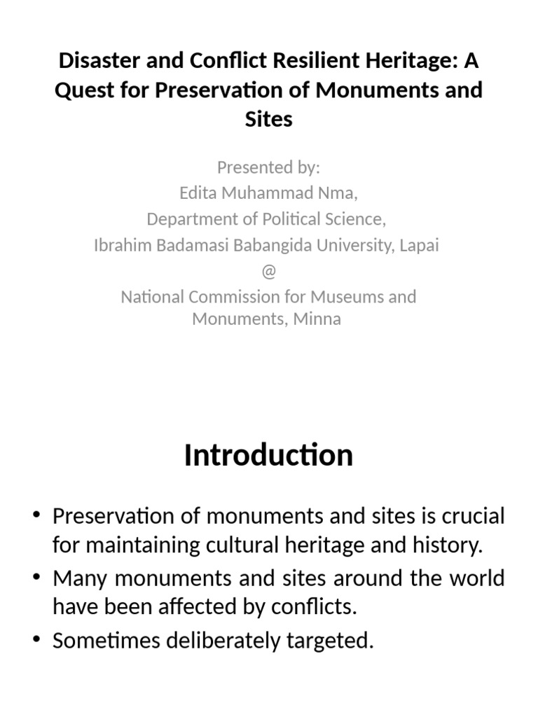 Preservation of Monuments and Sites | PDF