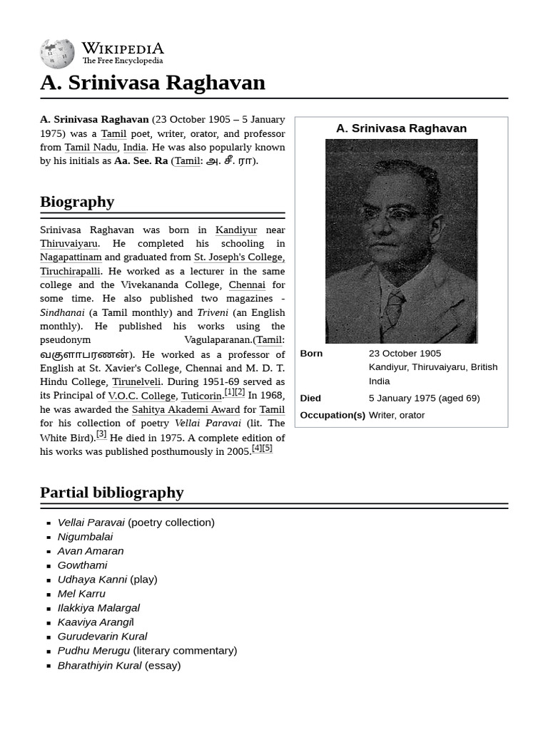 A. Srinivasa Raghavan | PDF | Writing | Tamils