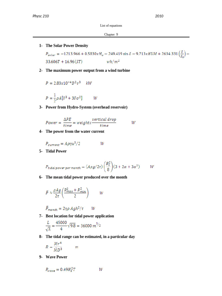 List of equation 9 | PDF