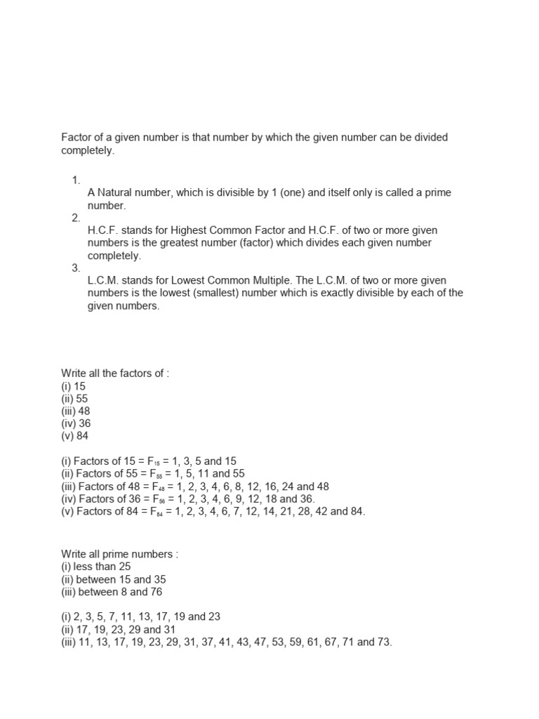 Selina Concise Maths Solutions Class 6 Chapter 8 HCF and LCM | PDF ...